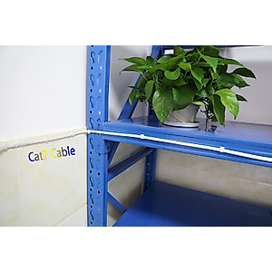 Ruaeoda Ethernet Cable Clips, 60 Pack 8mm Self-Adhesive Wire Clips, Cord Clamp Cable Management for Cat6 Cat5 and Cat7 Flat Ethernet Cable(White)