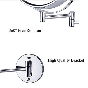 SUuim Bathroom Mirrors Wall Mounted Makeup with LED Lights Double Side Extending Folding Round 6 Inch 5X Magnification