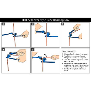LORESO Tube Bender, Tubing Bender 0-180 Degrees Pipe Bender - 3 In 1 Copper Bender for 1/4" 5/16" 3/8" Tubing Bending Tools- Manual Tubing Bender for Copper, Brass, Aluminum and Thin Steel Pipes