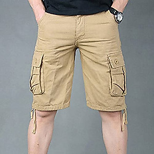 3 Inch Shorts Mens Stretch Shorts Regular Big and Tall Pleat Front Summer Linen Shorts Casual Loose Cargo Shorts with Pockets Athletic Shorts with Zipper Pockets Men Khaki 4X