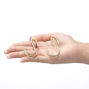 Hotop 36 Pieces S Shaped Hooks Hanging Heavy Duty S Hooks Hanger for Kitchen, Bathroom, Bedroom, Office, Pan, Coat, Bag, Plants (Champagne Gold,2.4 Inch)