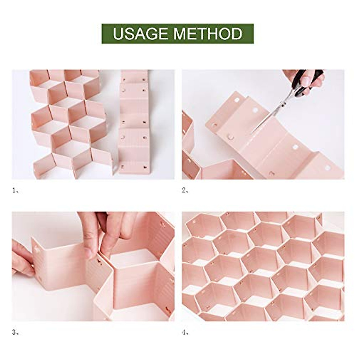 Arinda Honeycombs Drawer Organizer Adjustable Clapboard Divider Separator DIY Drawer Divider Partition Storage Underwear Socks Bras Ties Belts Scarves Baby Clothes Organizer