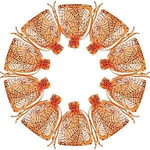 50PCS Halloween Organza Bags Gift Jewelry Candy Bags for Halloween Party 4x4.8Inch (Orange, 4x4.8Inch)