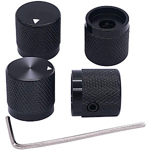 Taiss/ 4pcs black Aluminum Rotary Electronic Control Potentiometer Knob for 6 mm Diameter Shaft, Volume Control Knob, Audio knob, Guitar Knob，Switch Knob, 17mm dia. x 17mm height