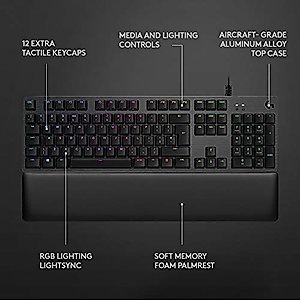 Logitech G513 RGB Backlit Mechanical Gaming Keyboard with GX Blue Clicky Key Switches (Carbon)