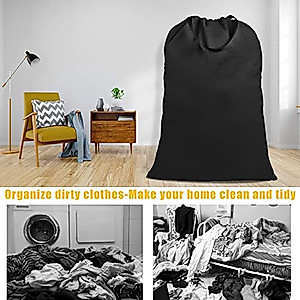 SANFERGE Cotton Canvas Laundry Bag with Handles & Drawstring Straps, Heavy Duty Extra Large Laundry Bags for Laundromat and Household, 25.5x34 Inch, Black