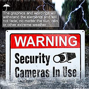 Video Surveillance in Use Sign,Warning Security Cameras in use Sign,Large 10x14 Inch Aluminum UV Ink Printed for House and Business (4-Pack)…