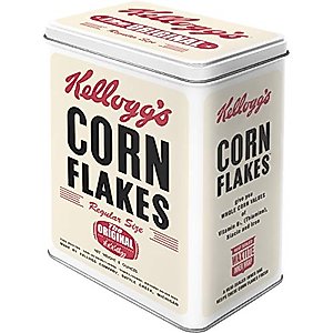 Nostalgic-Art Retro storage tin box L, 101.4 oz, Kellogg's Corn Flakes Retro Package – Gift idea for the kitchen, metal can for cornflakes, vintage design
