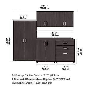 Bush Business Furniture Universal 5 Piece Modular Storage Set with Floor and Wall Cabinets, Storm Gray