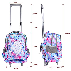 seastig Rolling Backpack for Kids Wheeled Backpack 18in Double Handle Backpack with Wheels