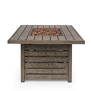 Christopher Knight Home Elberton Outdoor FIRE Pit, Wood Pattern Brown