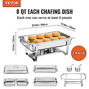 VEVOR Chafing Dish Buffet Set, 2 Packs, Silver