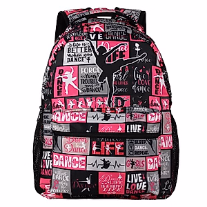 Dance Backpack for Girls, Elementary Middle High School Bookbags for Teen Kids, Travel Laptop Backpack for College Students Women Men Durable Lightweight School Bags, 17 Inch Large Back Packs