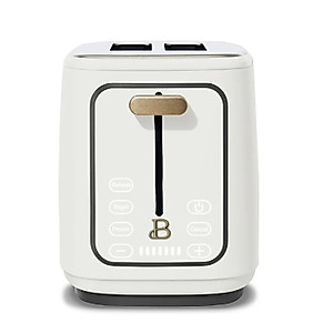 Drew Barrymore White Icing 2-Slice Toaster with Touch-Activated Display