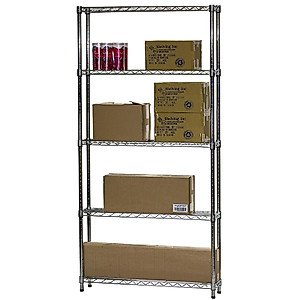 Shelving Inc. 10" d x 36" w x 84" h Chrome Wire Shelving with 5 Tier Shelves, Weight Capacity 800lbs Per Shelf