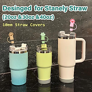 6PCS Straw Cover Cap for Stanley Cup, 10mm Cat Straw Covers for Stanley Cup Fit Stanley 30&40 Oz Tumbler,Silicone Straw Topper for Stanley Cups Accessories.