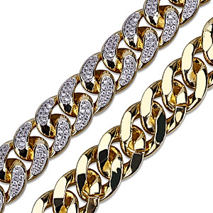 TOPGRILLZ 18mm 18K Gold Plated Iced Out CZ Lab Diamond Miami Mens Choker Cuban Link Chain for Women Necklace Hip Hop(18mm Gold,22)