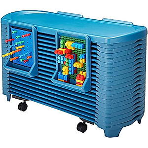 Children's Factory Angeles SpaceLine Activity Center and Set of 20 Toddler Nap Cots, Ocean, AFB5732OB, Kids Portable Sleeping Daycare, Nursery or Preschool Rest Cots,Ocean Blue