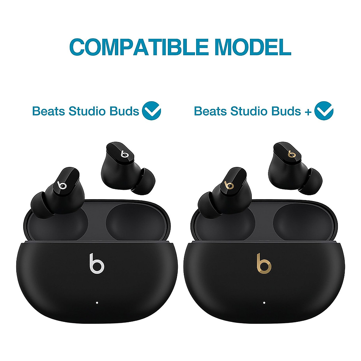 SURITCH Protective Case for Beats Studio Buds 2021, Studio Buds+ Plus 2023 Case Cover with Carabiner Keychain, Skin-friendly TPU Shockproof Protector for Earbuds Charging Case Accessories, Navy Blue