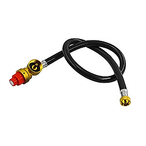 GUOFALDE 27.5 Inch Dual Fuel Camp Stove Replacement Hose, Propane Regulator Hose Convert to 1LB Disposal Bottle for Camping Gas Stove