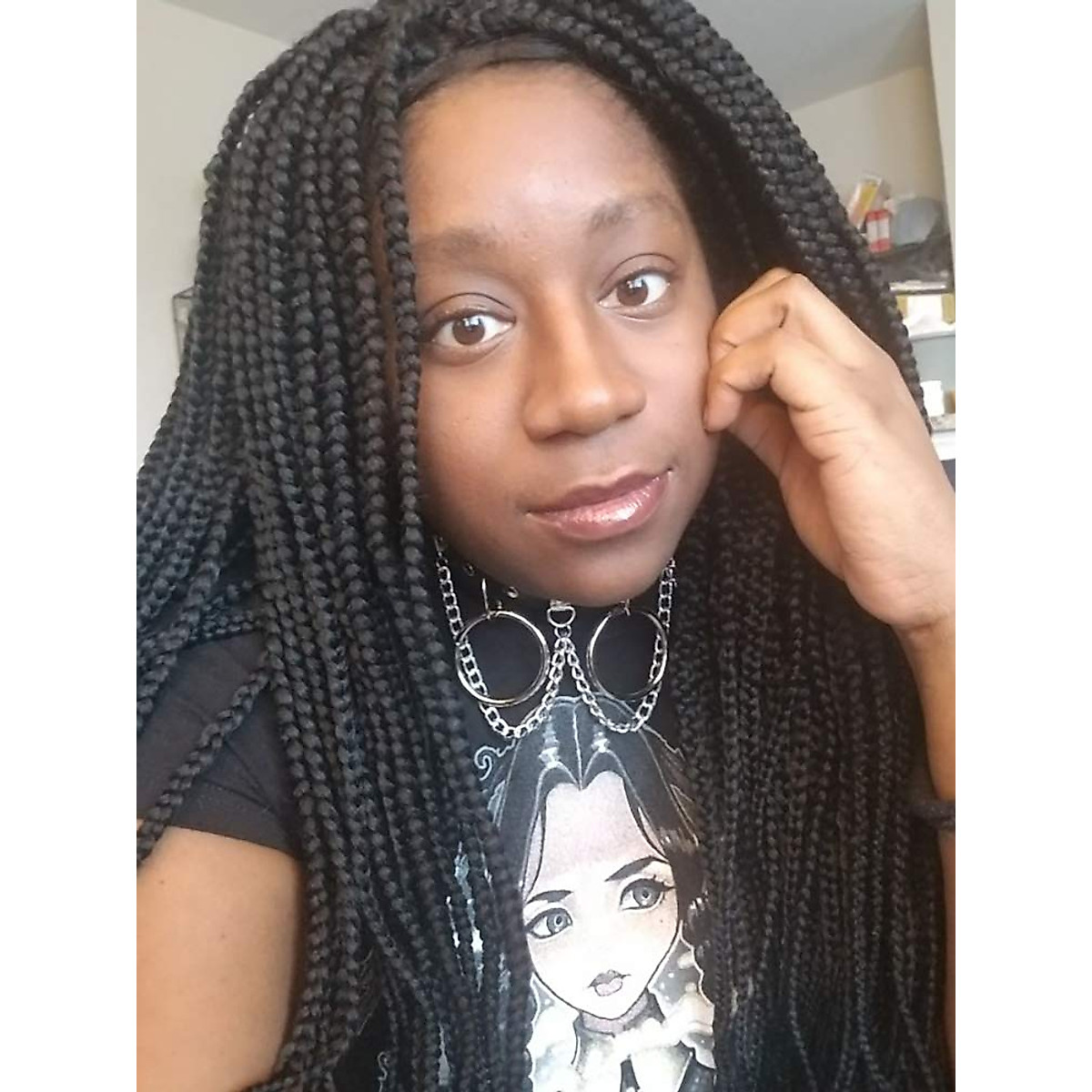 Xjoyous Circle Choker Necklace PU Leather Goth Choker Collar with Black Studded Punk Rock Rivet Collar Adjustable Size