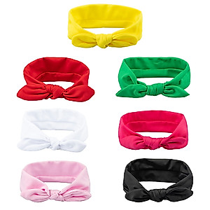 ORYOUGO Headbands Fashion Elastic Head Wrap Stretchy Moisture Solid Color Criss Hairband for Girls,Turban Knotted Rabbit Hair Band Headband,Yellow