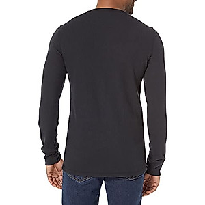 Amazon Essentials Men's Slim-Fit Long-Sleeve Waffle Henley Shirt, Black, Large