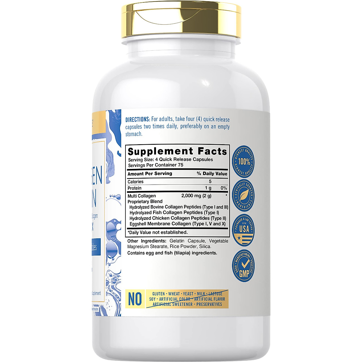 Carlyle Multi Collagen Protein Capsules 2000mg | 300 Count | Type I, II, III, V, X | Collagen Peptide Pills | Keto & Paleo Friendly, Gluten Free Supplement