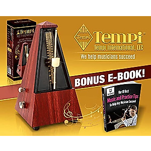 Tempi Mechanical Metronome for Musicians - 2 Year Warranty - Metronome for Piano/Guitar/Violin, Metronome Music for Adults and Kids (Molded Teak Grain Veneer)