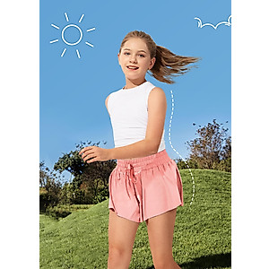 Ewedoos 2 in 1 Flowy Shorts Girls Butterfly Athletic Shorts Size 10-12 Cute Preppy Trendy Shorts Skirt for Teen Girls Pink