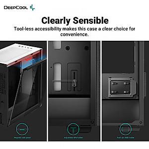 DeepCool MACUBE 110 WH Micro ATX Case with Full-Size Magnetic Tempered Glass Removable HDD Cage and Built-in Graphics Card Holder - White