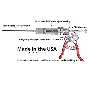 SpitJack Magnum Meat Injector Gun. Food Flavor Injection Syringe for Smoked BBQ Marinades and Meat Seasoning. 4 Needles for Pork Butt, Beef Brisket, Turkey Breast. Deluxe Hard Case. Made in The USA.