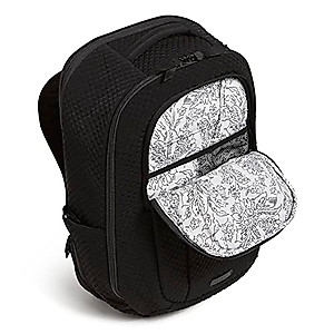 Vera Bradley Women's Microfiber Large Travel Backpack Travel Bag, Classic Black, One Size