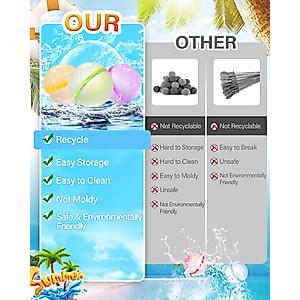 ALTOR Reusable Water Balloons, Magnetic Self Sealing Quick Fill Water Balloons, Latex-Free Silicone Water Balloons, No Pick UP after Water Fight Games, Summer Toys for Kids Adults (Glitter-15 Pcs)
