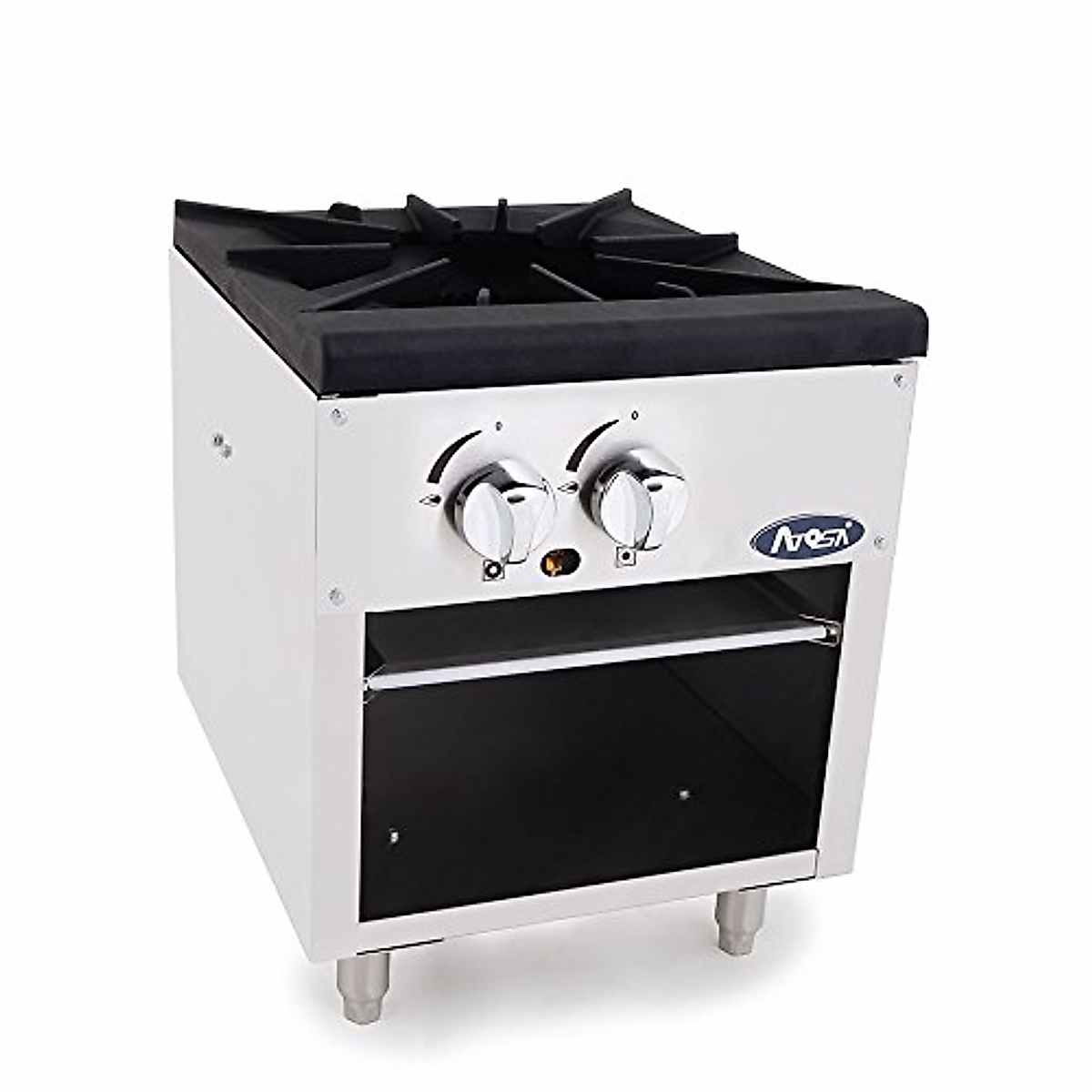 Atosa CookRite ATSP-18-1 18" Heavy Duty Countertop Hot Plate Stock Pot Range for Food Truck | 22.8"H x 18"W x 20.9"D, Stainless Steel, Cast-Iron (2) Burners and Top Grate, 80,000 BTU, Liquid Propane