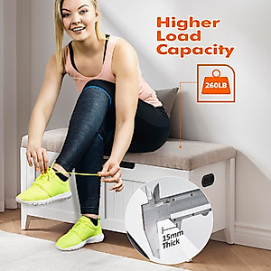 GAOMON Storage Chest, Upholstered Storage Trunk with 2 Safety Hinges, Storage Bench, Flip-Top Toy Chest, Shoe Bench 15.7 x 39.4 x 18.1 Inches Storage Chest for Entryway, Bedroom, Living Room, White