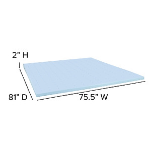 EMMA + OLIVER 2 Inch Gel Infused Memory Foam Mattress Topper, CertiPUR-US Certified Foam, King Size