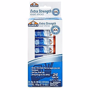 Elmer's Extra Strength Glue Sticks, Washable, 8 Grams, 24 Count