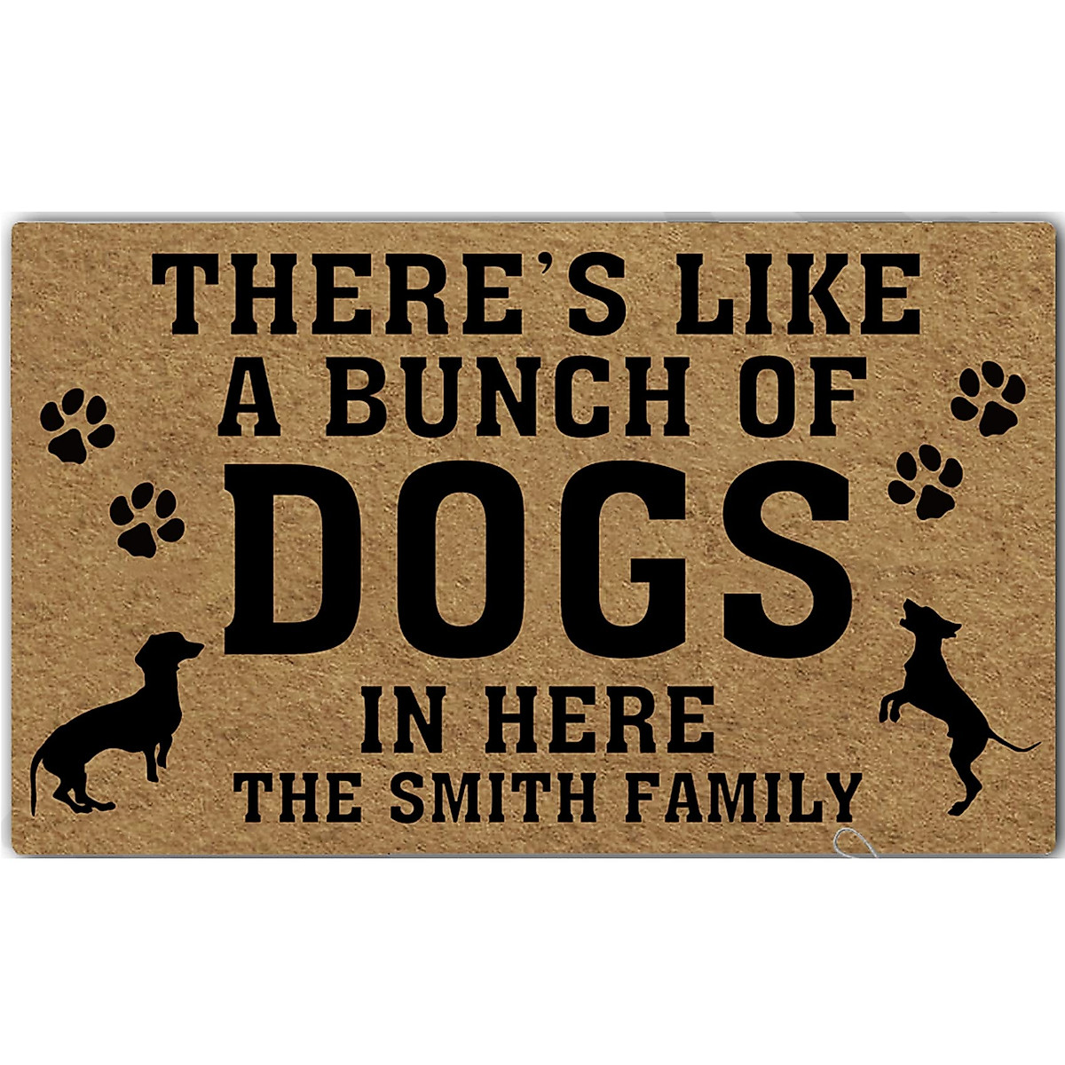 MsMr Funny Door Mat Personalized [Your Name] Indoor Outdoor Doormat Custom Doormat Entrance Floor Mat Home Office Welcome Mat 23.6"x15.7" - There's Like A Bunch of Dogs in Here