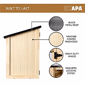 Ilyapa Outdoor Library Book Box - Free Literature Exchange Kit for Outside - Little Wood Cabinet for Sharing Books, Art with Your Community, Students or Teachers - Easy Mount to Post - 16x14x22 Inch