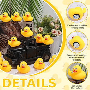 Lenwen 12 Set Middle Finger Rubber Ducks with Mount Yellow Funny Mini Rubber Duck for Car with Black Plastic Plug for Car Dashboard Decorations Accessories