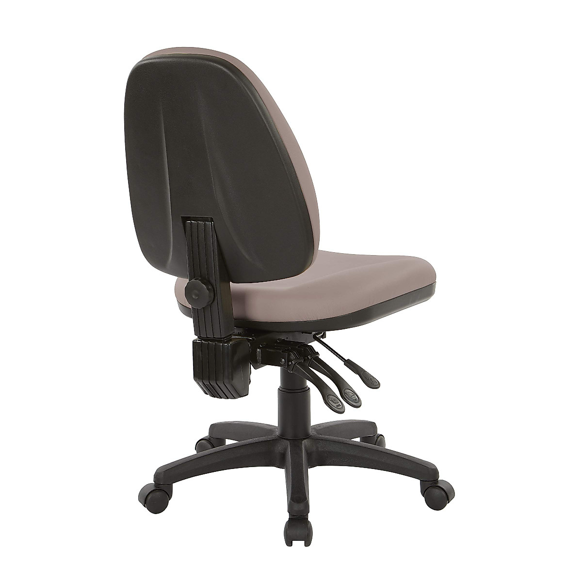 Office Star Ergonomic Dual Function Office Task Chair with Adjustable Padded Back and Built-in Lumbar Support, Armless, Dillon Stratus Fabric
