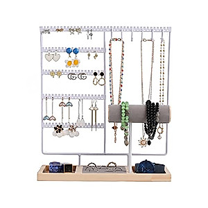 GVIZNO Earring Holder, Earring Stand Display with 108 Holes, Jewelry Organizer with Bracelet Holder, Jewelry Stand Holder for Bracelets, Necklaces, Rings, Watches(white)