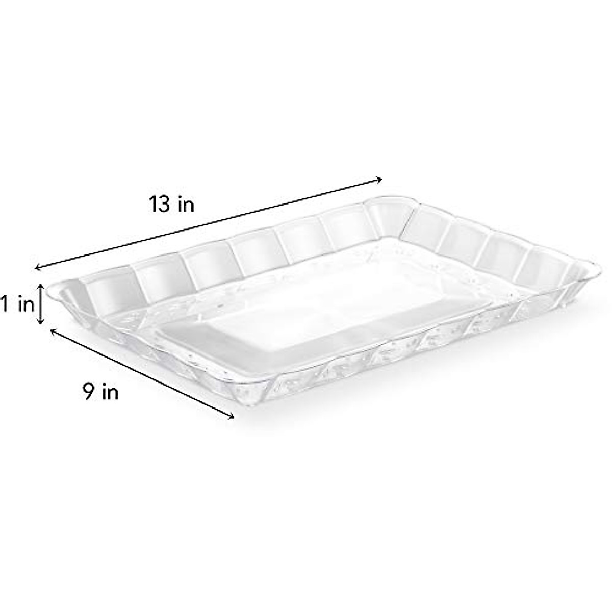 Plasticpro Plastic Serving Trays - Serving Platters Rectangle 9X13 Disposable Party Dish Crystal Clear Pack of 4