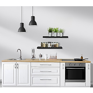 Sorbus Floating Shelves, Wall Shelves for Bedroom, Kitchen, Living Room, Bathroom Shelves Over The Toilet, Home Decor, Farmhouse, 24 x 9 Inch Wall Mounted Floating Shelves for Wall, 2 Pack, Black