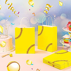 Outus 18 Pieces Softball Party Treat Bags Softball Gift Bags Softball Goodie Favor Treat Bags Softball Present Bags Kraft for Sport Birthday Party Decorations Supplies (Simple Style)