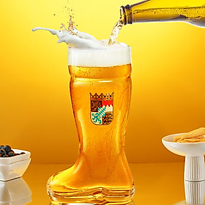 Burns Glass Das Boot Beer Glass for Oktoberfest, 1.35 Liter Large Beer Mug, Funny Restaurants German Stein Beer Glasse Great Bachelor Party Gift, Set of 1