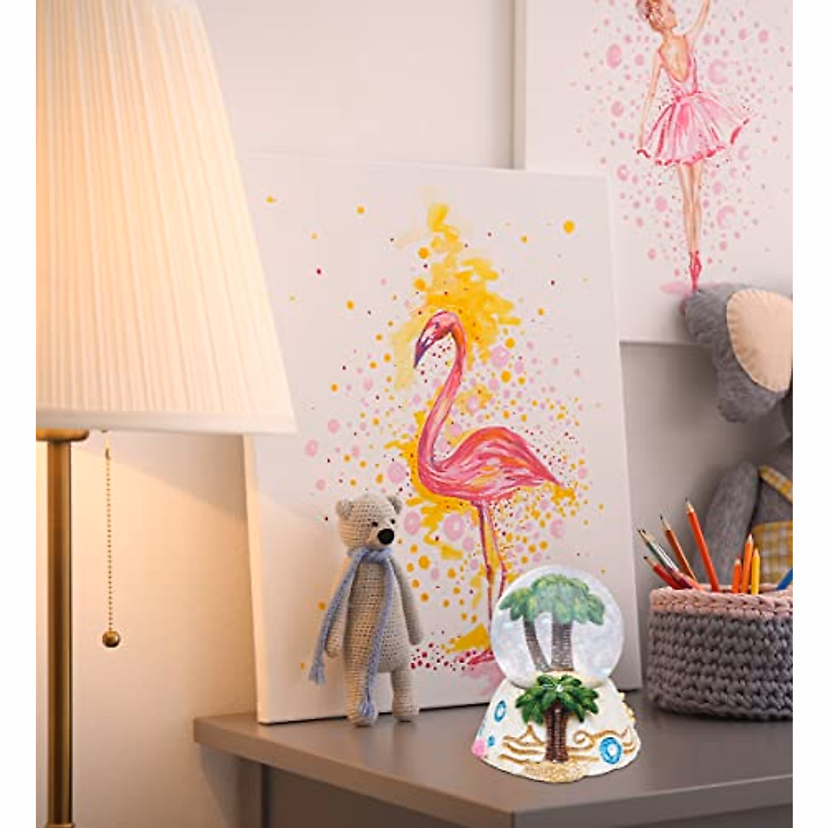 COTA Global Palm Tree Stone Snow Globe - Sparkly Water Globe Figurine with Sparkling Glitter, Collectible Novelty Ornament for Home Decor, for Birthdays, Christmas and Valentine's Day