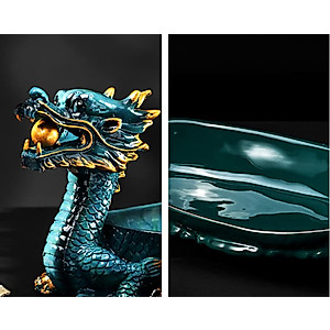 HONHPD 21 Inch Creative Sushi Boat Serving Tray,Dragon Head Sashimi Sushi Plate,Large Sushi Boat Plate for Sashimi Board Seafood Party,Great for Sushi Restaurant or Home,Dragon Plates Turquoise