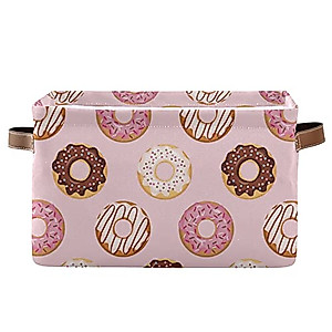 xigua Donut Storage Basket Storage Bin Organizer Basket, Foldable Rectangular Storage Box with Handles for Home Office